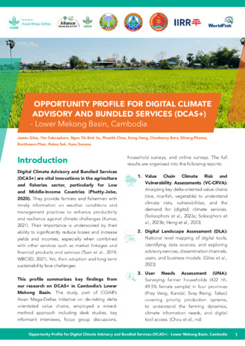 Opportunity profile for Digital Climate Advisory and Bundled Services (DCAS+) - Lower Mekong ...