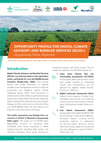 Opportunity profile for Digital Climate Advisory and Bundled Services (DCAS+) - Ayeyarwady Delta ...