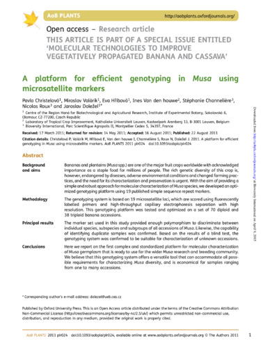 A Platform For Efficient Genotyping In Musa Using Microsatellite Markers Alliance Bioversity
