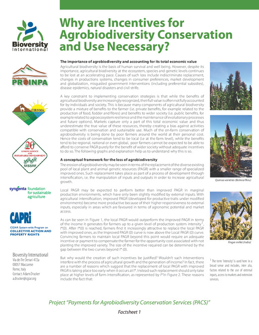 Factsheet 1: Why are incentives for agrobiodiversity conservation and ...