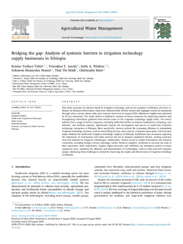 Bridging the gap: Analysis of systemic barriers to irrigation ...
