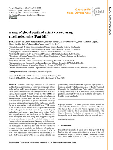A map of global peatland extent created using machine learning (Peat-ML ...