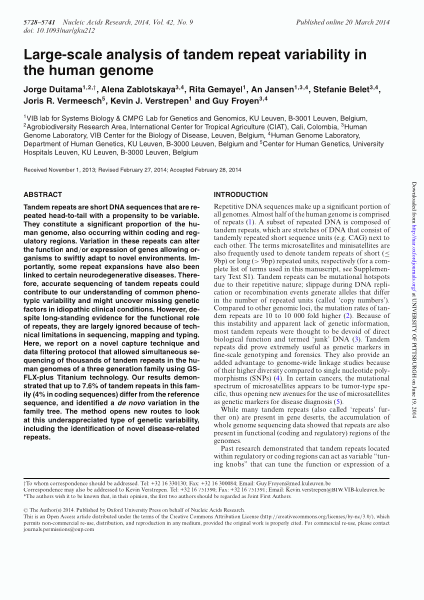 Large-scale analysis of tandem repeat variability in the human genome | Alliance Bioversity ...