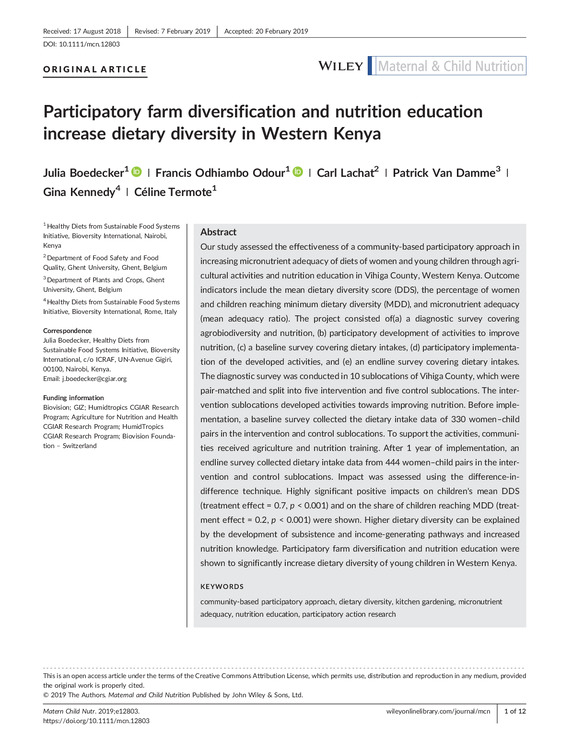 Participatory farm diversification and nutrition education increase ...
