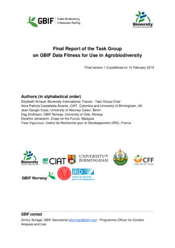 Final report of the Task Group on GBIF Data Fitness for Use in ...