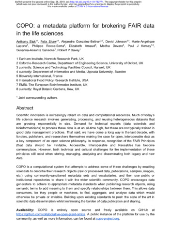 COPO: a metadata platform for brokering FAIR data