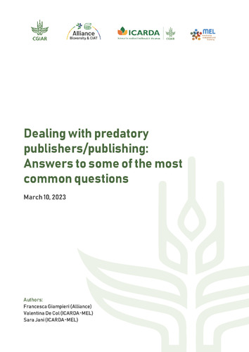 Dealing with predatory publishers/publishing: Answers to some of the ...