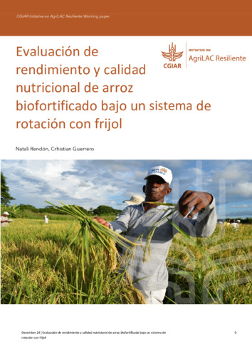 Evaluación de rendimiento y calidad nutricional de arroz biofortificado bajo un sistema de ...
