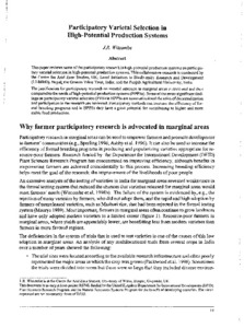 Participatory varietal selection in high-potential production systems ...