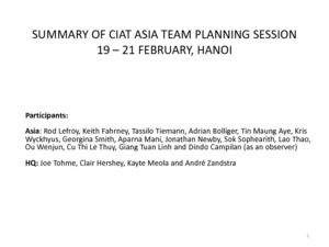 Summary actions CIAT Asia planning | Alliance Bioversity International ...